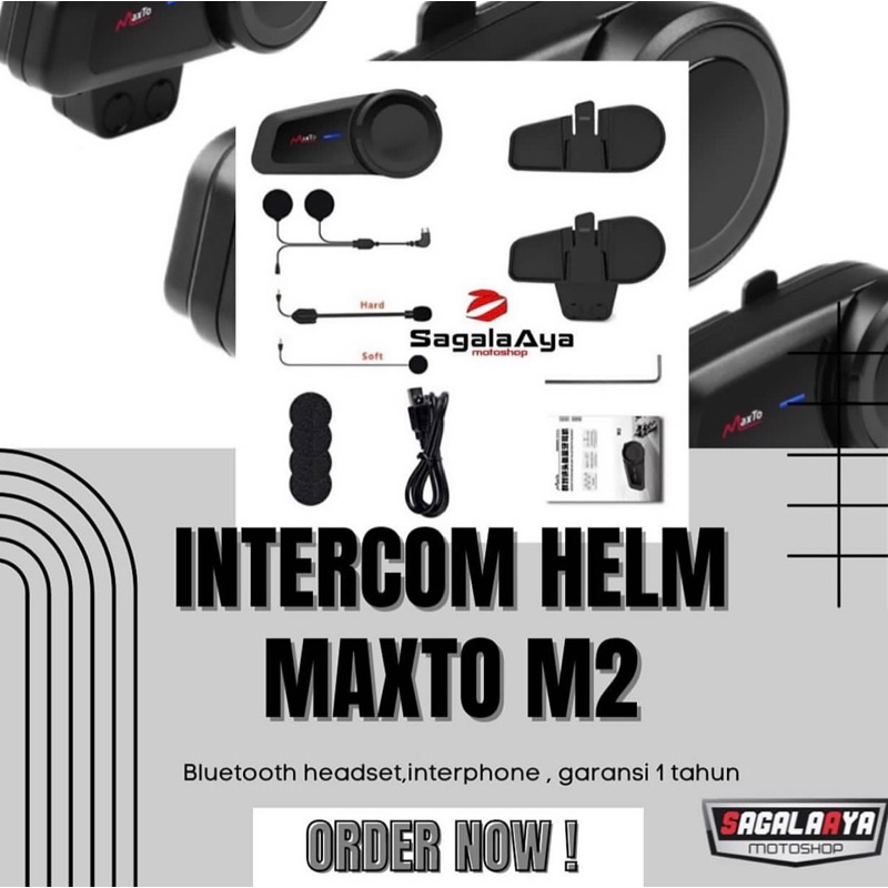 Jual Intercom Helm Bluetooth Maxto M2 6 rider Headset intercome helmet ...
