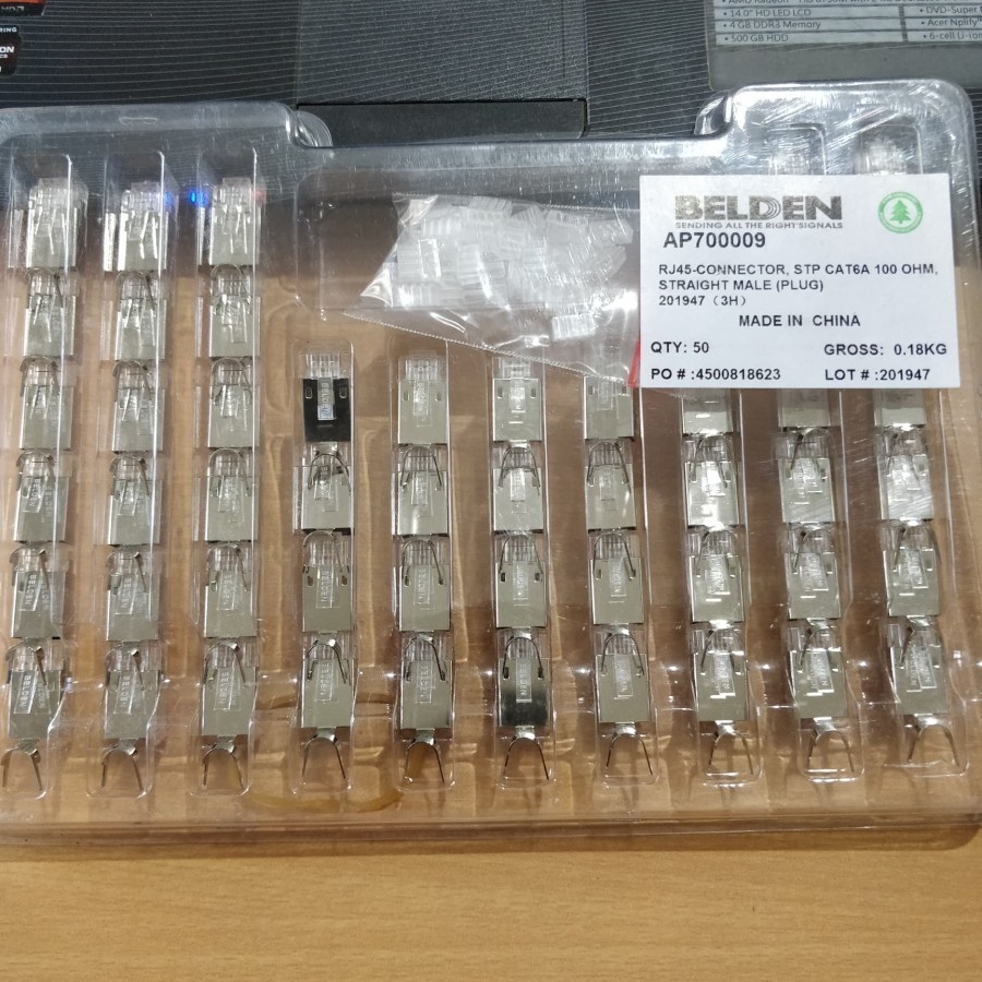 Jual Konektor Belden Modular Plug RJ45 STP Cat.6A AP700009 isi 50pcs ...