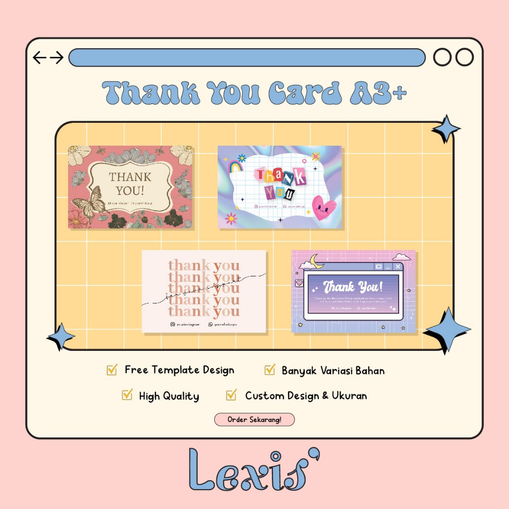 Jual Thank You Card / A3+ (Ukuran Custom) - Thankyou Card - Kartu ...