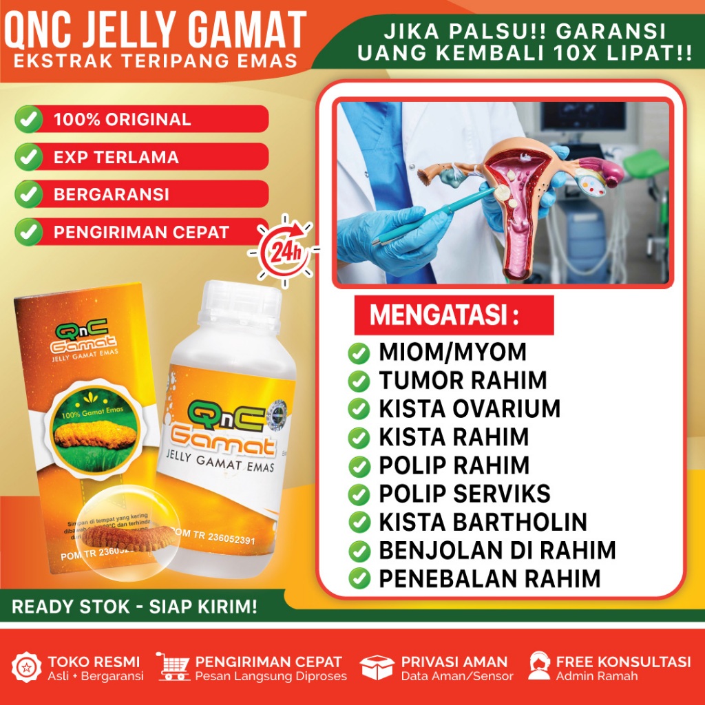 Jual Obat Kista Tumor Rahim Polip Serviks Benjolan Di Rahim Miom Ovarium Qnc Jelly Gamat