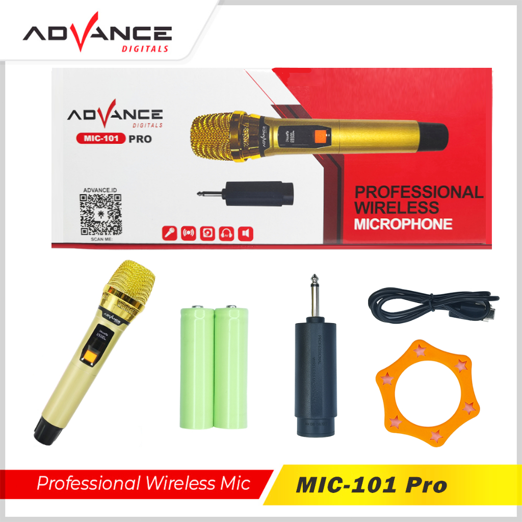 Jual MIC ADVANCE 101 PRO Profesional Microphone Wireless Bisa Dicharger ...