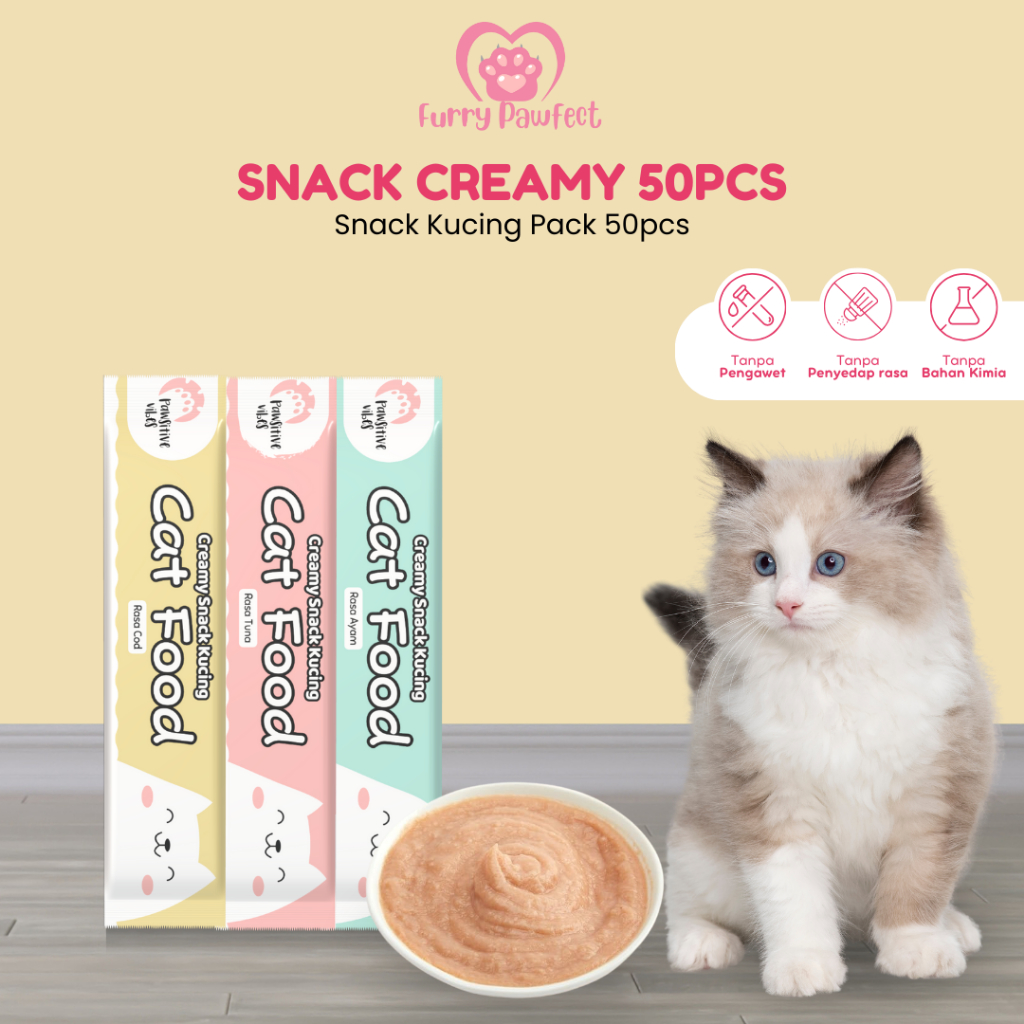 Jual PAKET Snack Creamy Kucing Isi 50 PCS - Cat Food - Paket Cemilan ...