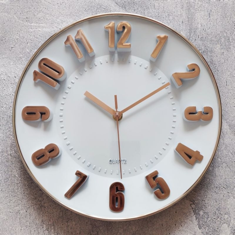 Jual Jam Dinding Minimalis Polos Gold Angka timbul Desain Modern Warna ...