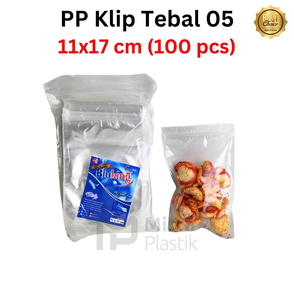 Jual Plastik PP Klip 11x17 Tebal 50 Micron Kemasan Snack BluKing Zip ...