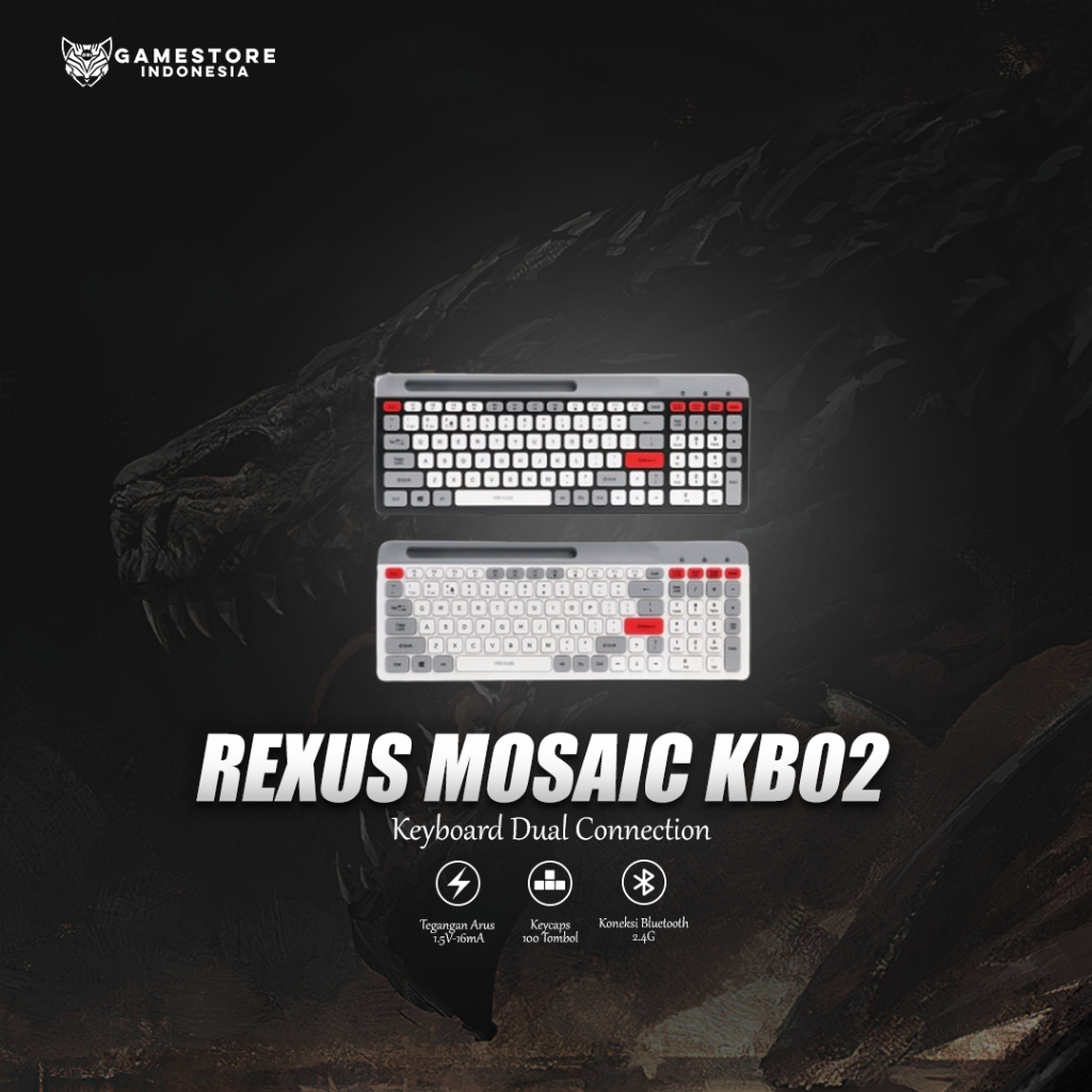 Jual Rexus Keyboard Dual Connection Mosaic KB02 | Shopee Indonesia