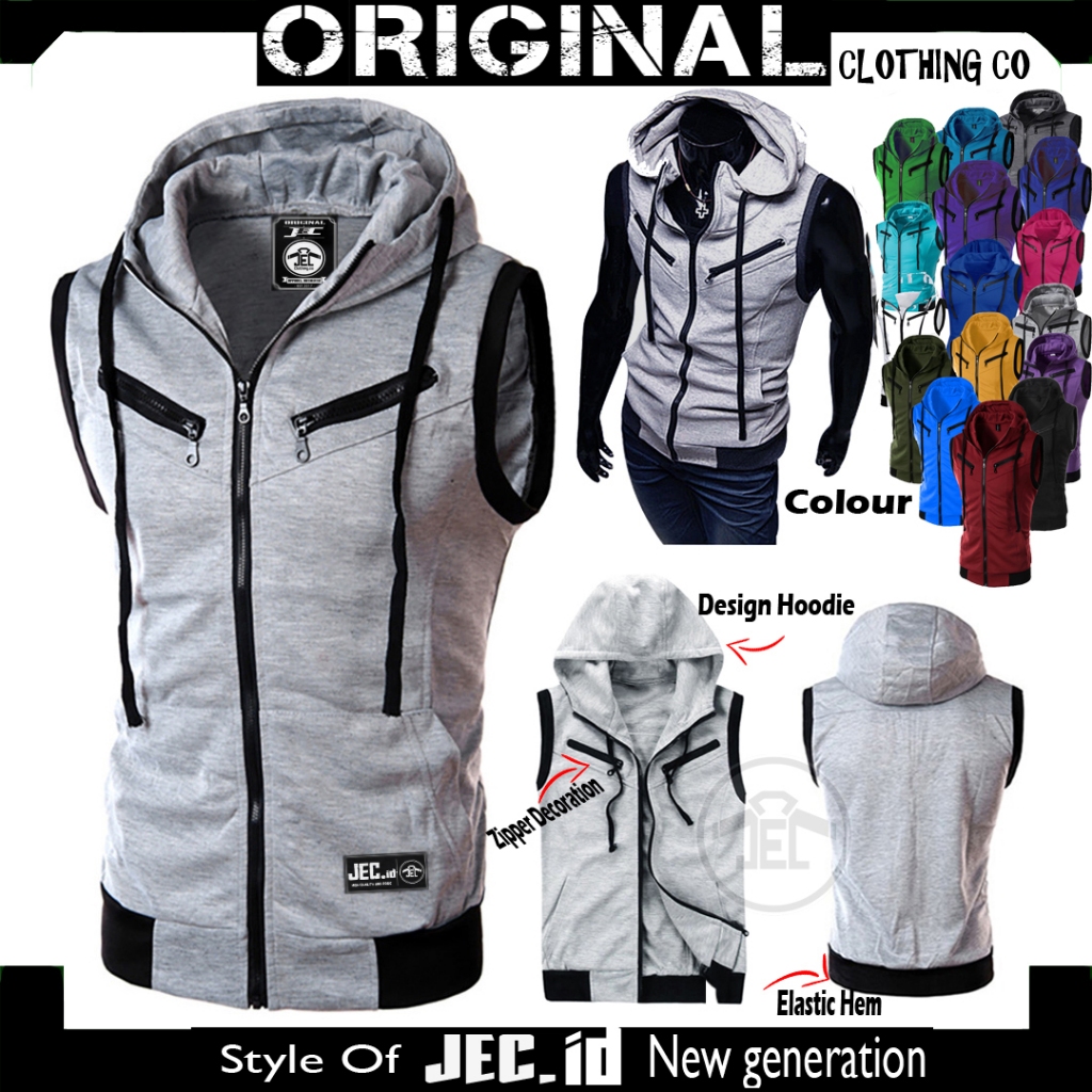 Jual JECID Jaket Sweater Rompi Pria Wanita Zipper Hoodie Style Olahraga ...