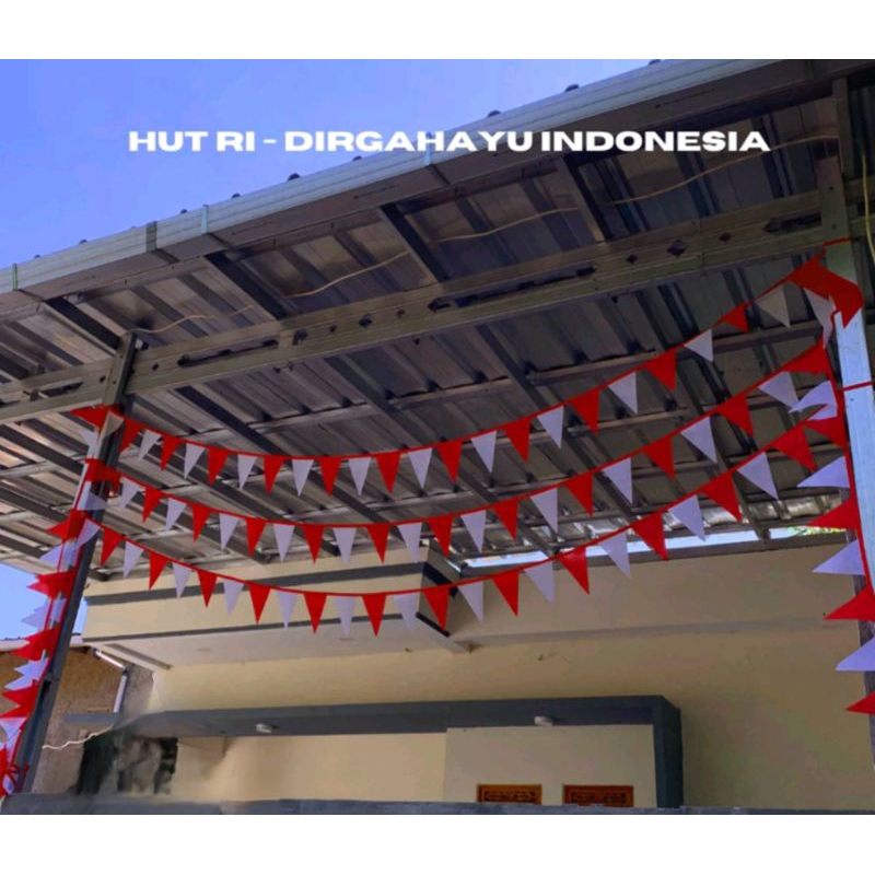 Jual isi 40 lembar bendera merah putih segitiga/kain spunboand/bendera karnaval/bannerflag ...