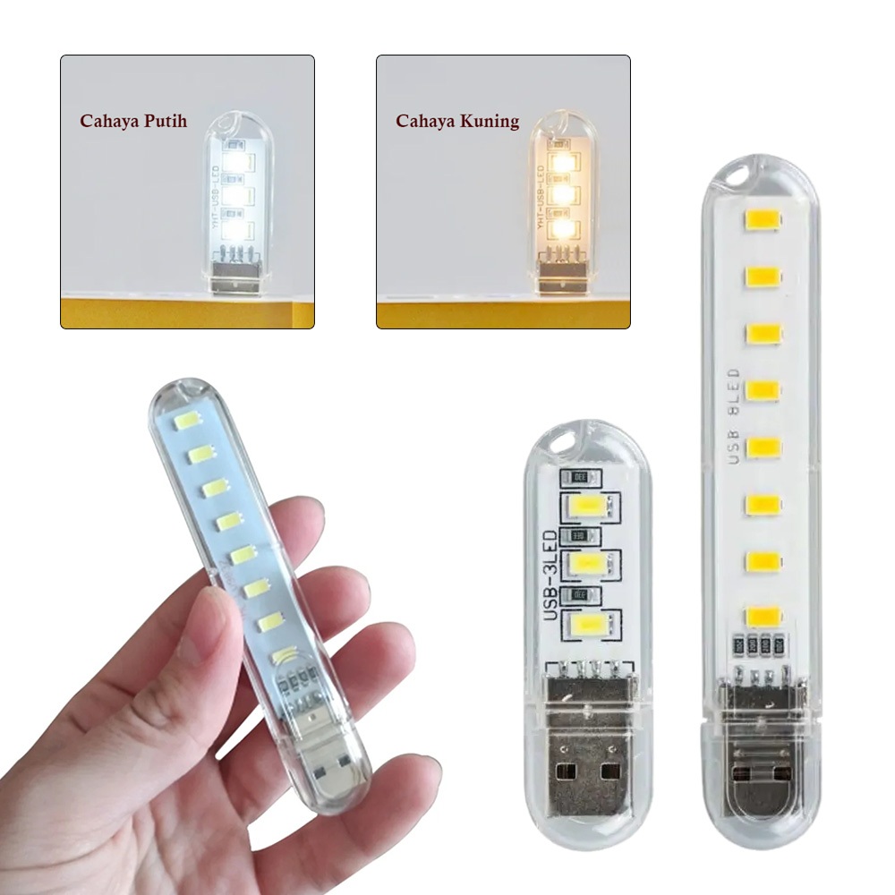 Jual Lampu USB Mini 3 8 24 LED Stick Portabel Reading Lamp Baca Darurat ...