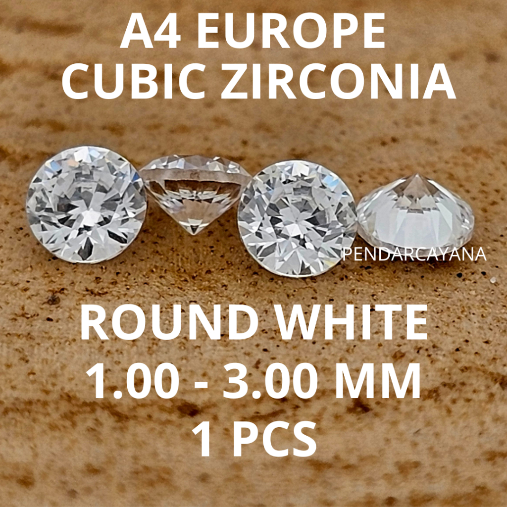 Jual batu permata sirkon A4 EUROPE cubic zirconia 1mm - 3mm bulat putih / BUTIR | Shopee Indonesia