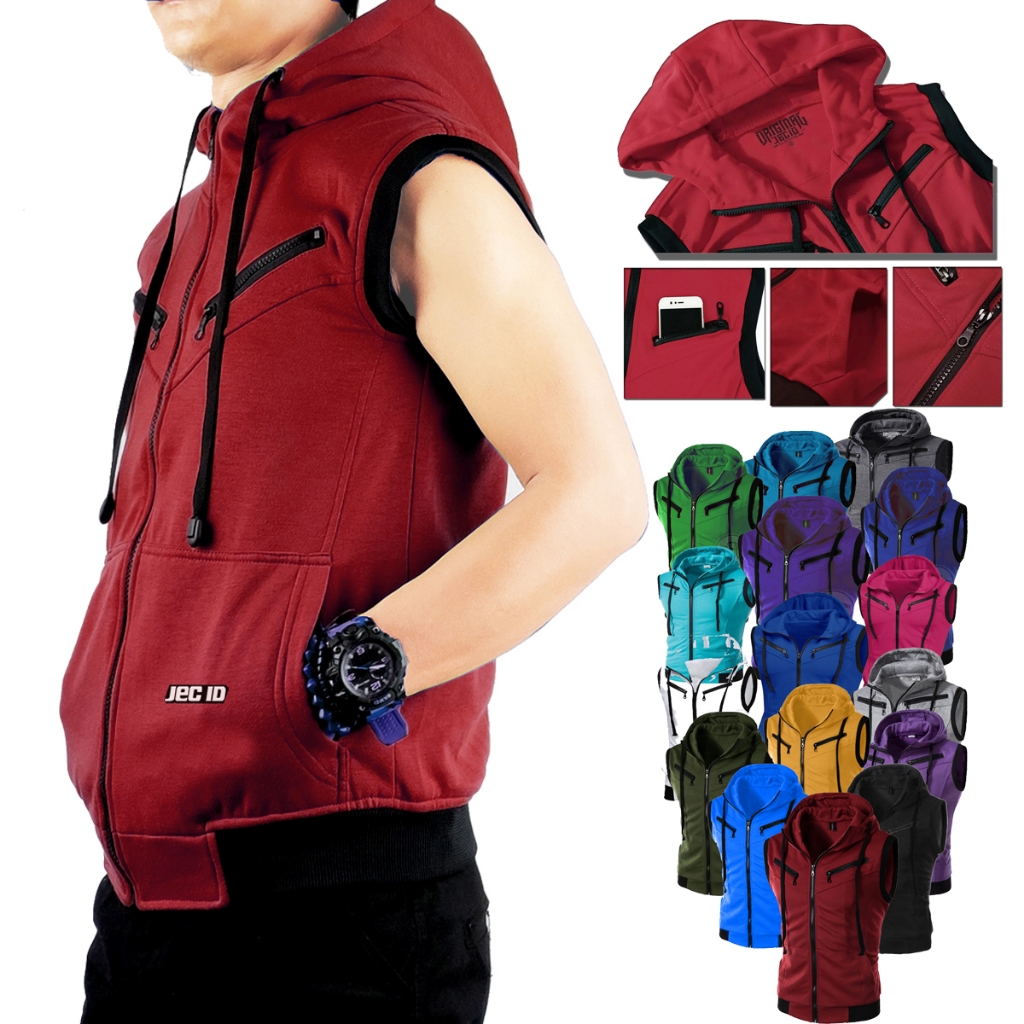 Jual Jaket Rompi Hoodie Jec Vest Design SLimfit Tebal Sporty Full ...