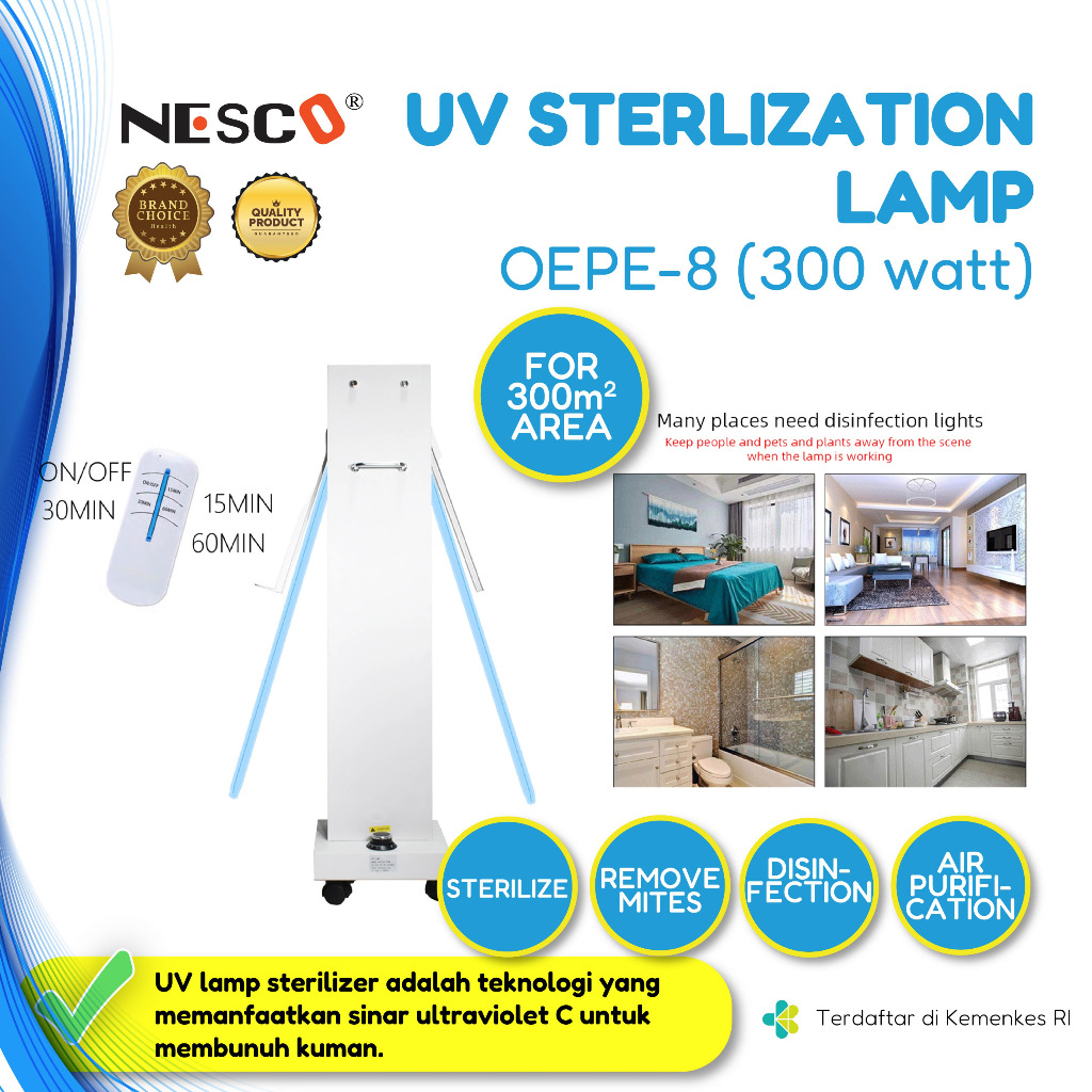 Jual NESCO LAMPU STERILISASI UV OZONE ANTI VIRUS DAN BAKTERI UV Lamp OEPE-8, 300W | Shopee Indonesia