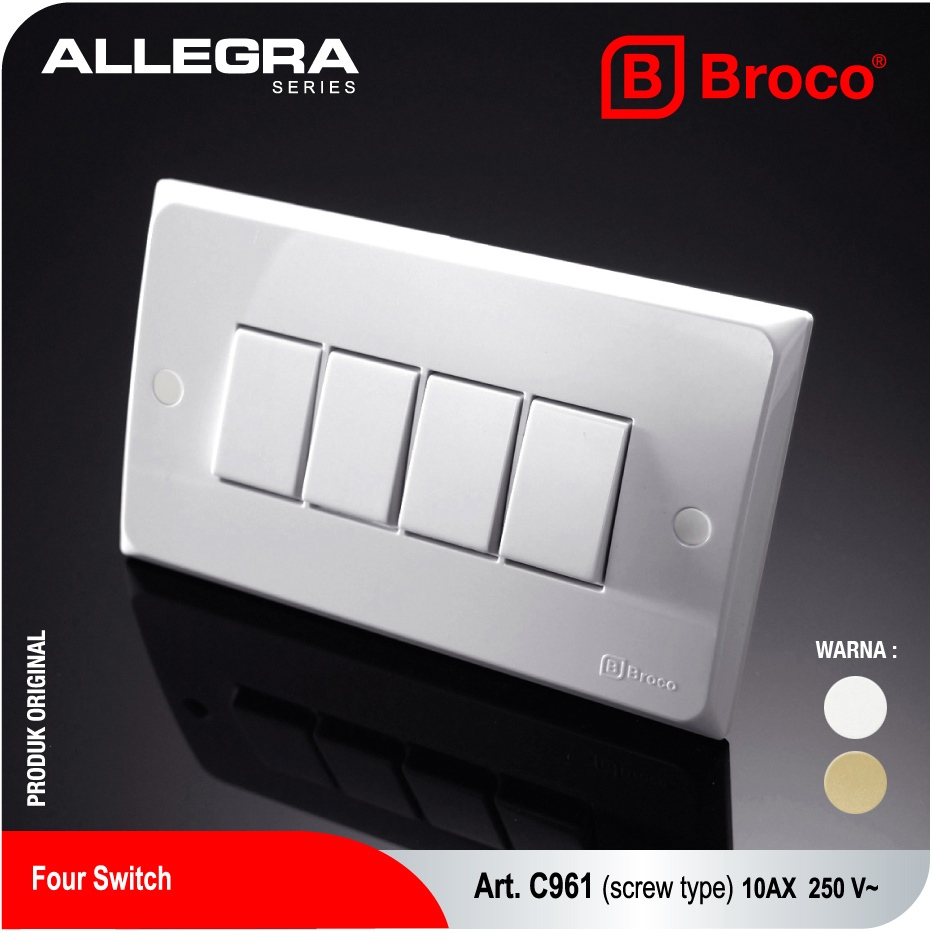 Jual Broco Electrical Allegra C961 Empat Saklar | Shopee Indonesia