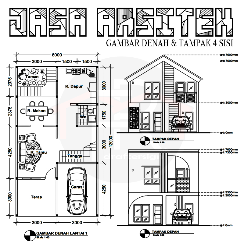 Jual Jasa Gambar Design 2D Rumah Terpercaya!! Modern Minimalis Gambar ...