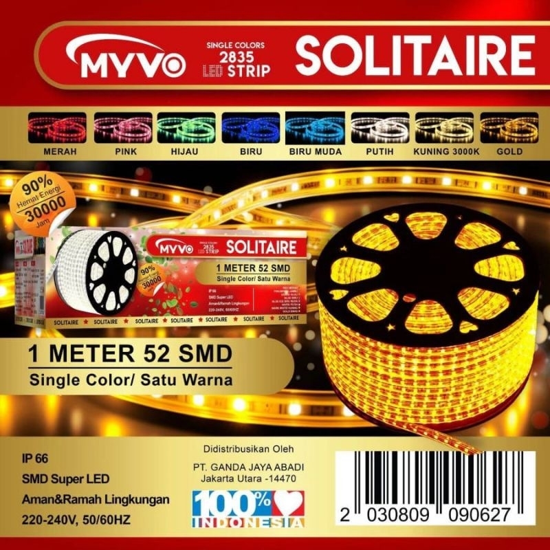 Jual LED STRIP SELANG INDOOR OUTDOOR 220V 2835 AC MERK MYVO HARGA ...