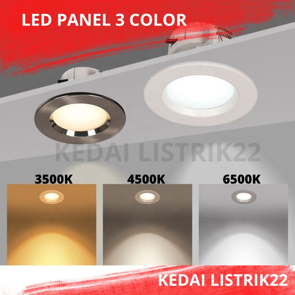 Jual Downlight LED Panel / Lampu LED Panel 5W 3 Warna Putih/kuning ...