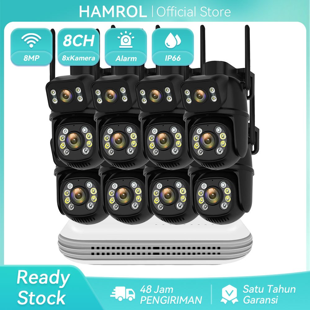 Jual Hamrol 8CH WiFi NVR Kit 8MP Dual Lens Home CCTV Wireless PTZ ...
