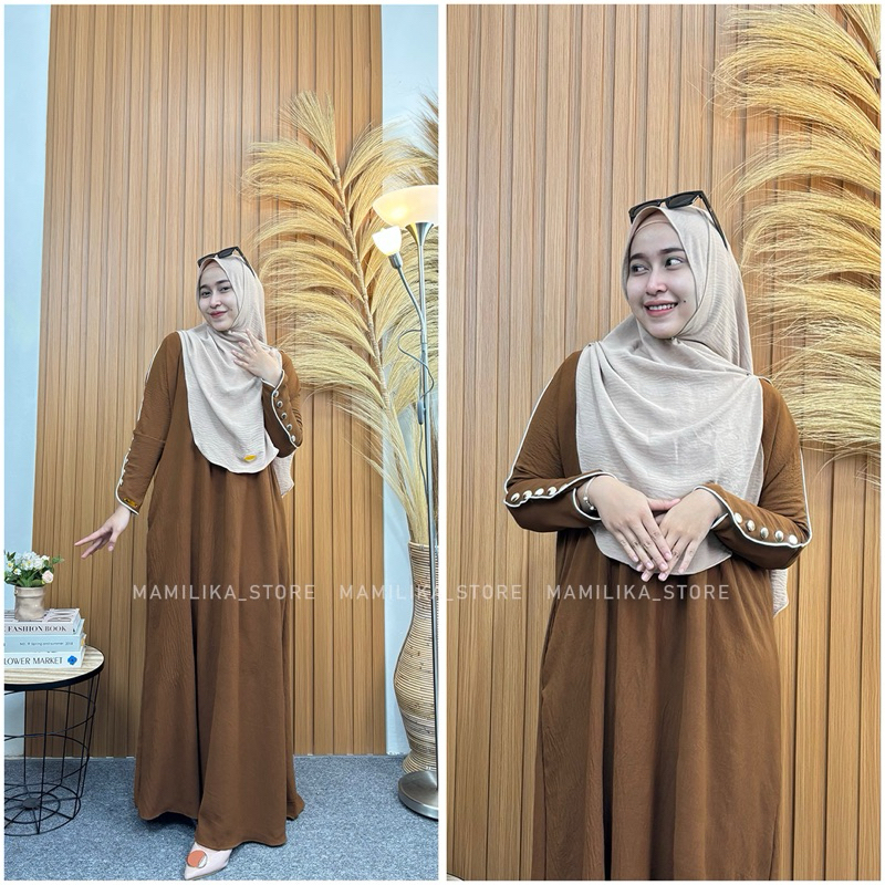 Jual Habibah Abaya Basic Batwing Kancing Crinkle Airflow | Shopee Indonesia