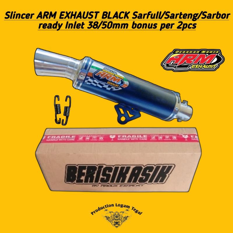 Jual Slincer ARM EXHAUST Black seriess ready Inlet 38/50mm Free box+ ...