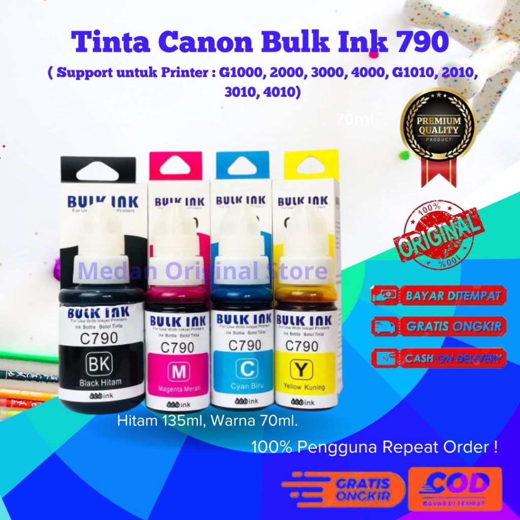 Jual Tinta Canon Original Bulk Ink GI-790 GI790 C790 Printer G1000 ...