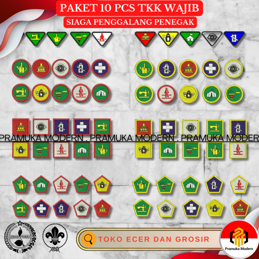 Jual Paket isi 10 Pcs Badge TKK Wajib Siaga Penggalang Penegak Purwa, Madya, Utama Bordir ...