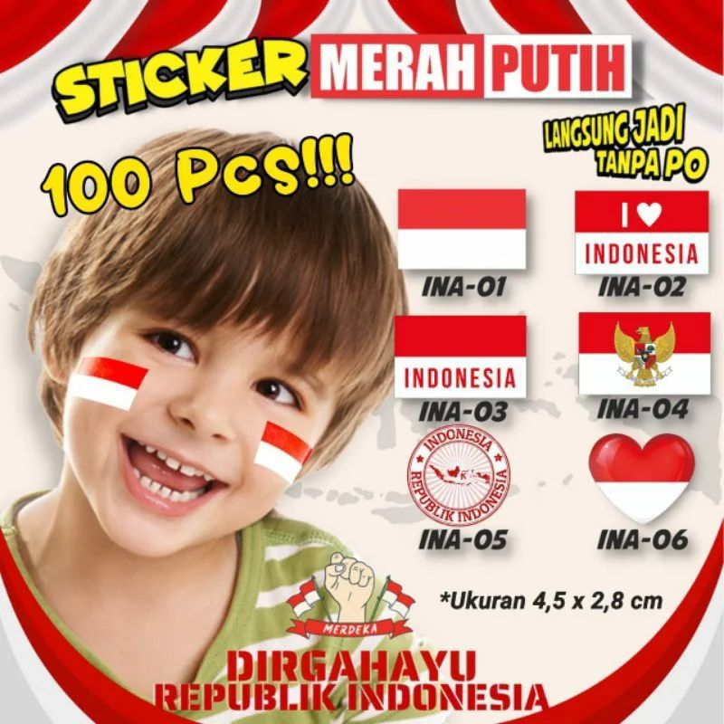 Jual 100pcs STICKER BENDERA INDONESIA PIPI | STICKER PIP BENDERA ...