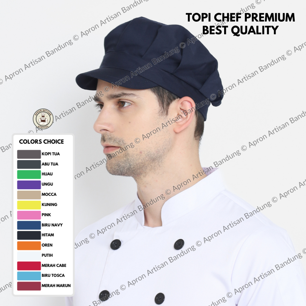 Jual Topi Koki / Topi Chef / Topi Waiters Model Berlipat untuk Barista Barberman Waiters Pelayan ...