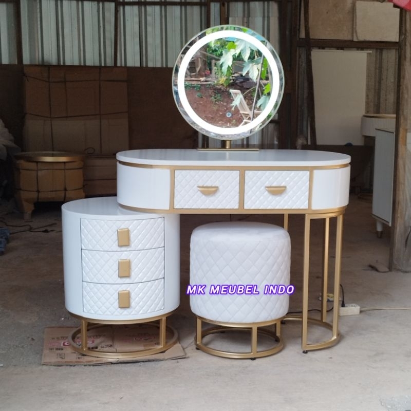 Jual MEJA RIAS MINIMALIS MODERN LAMPU CERMIN LED TOUCHSCREEN KAKI BESI ...