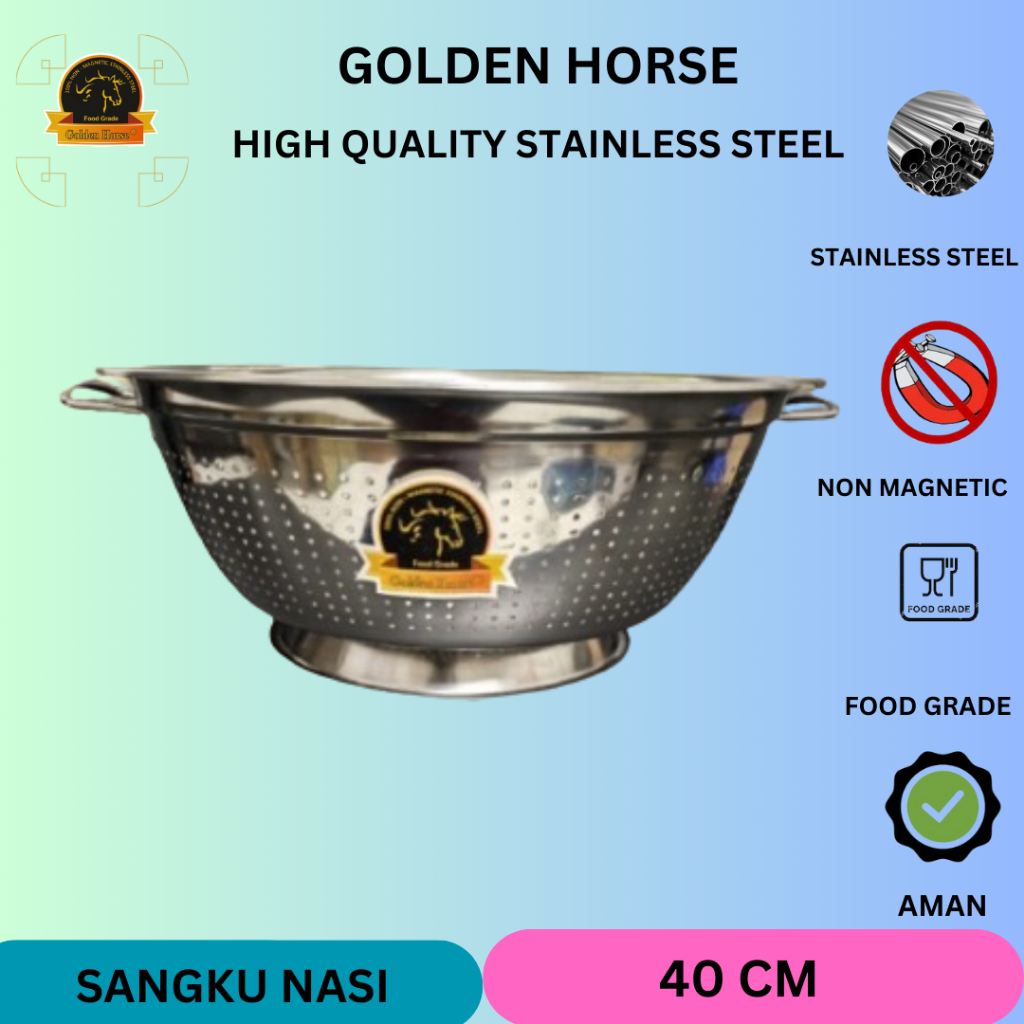 Jual Sangku Nasi Stainless 40 cm Tempat Nasi Besar GOLDEN HORSE ...