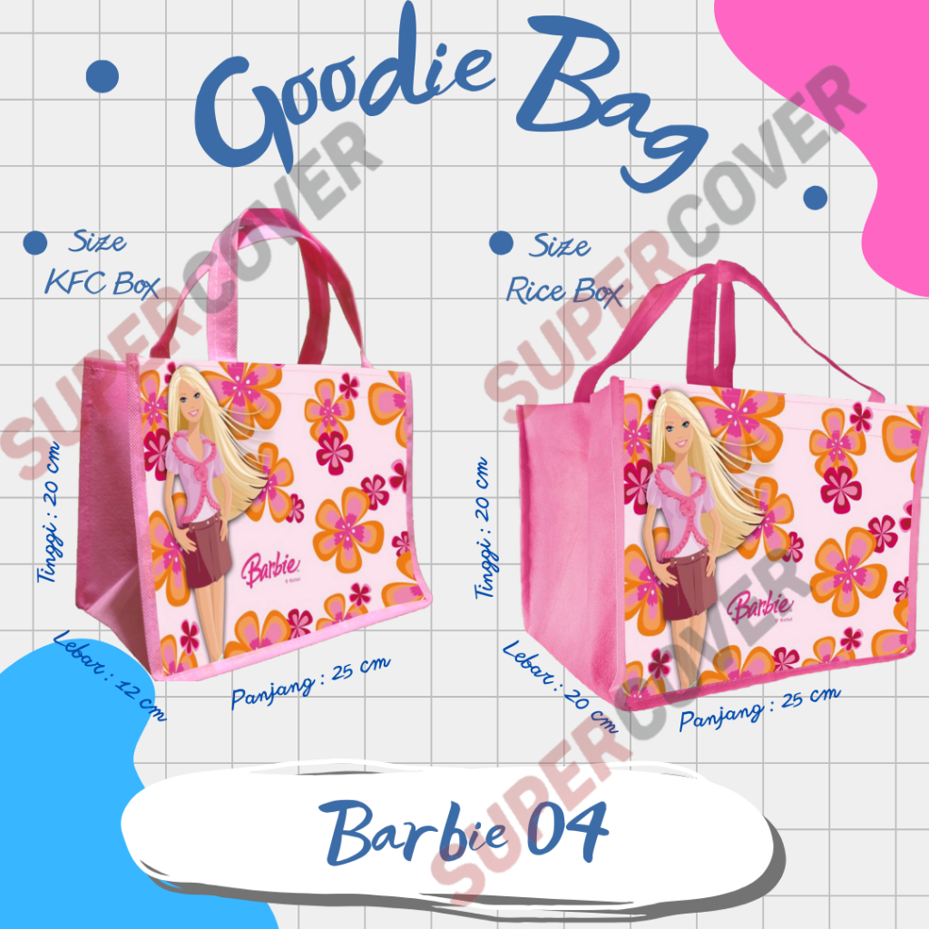 Jual Tas Goodie Bag Gambar Barbie 04 warna Baby Pink, Karakter Barbie ...