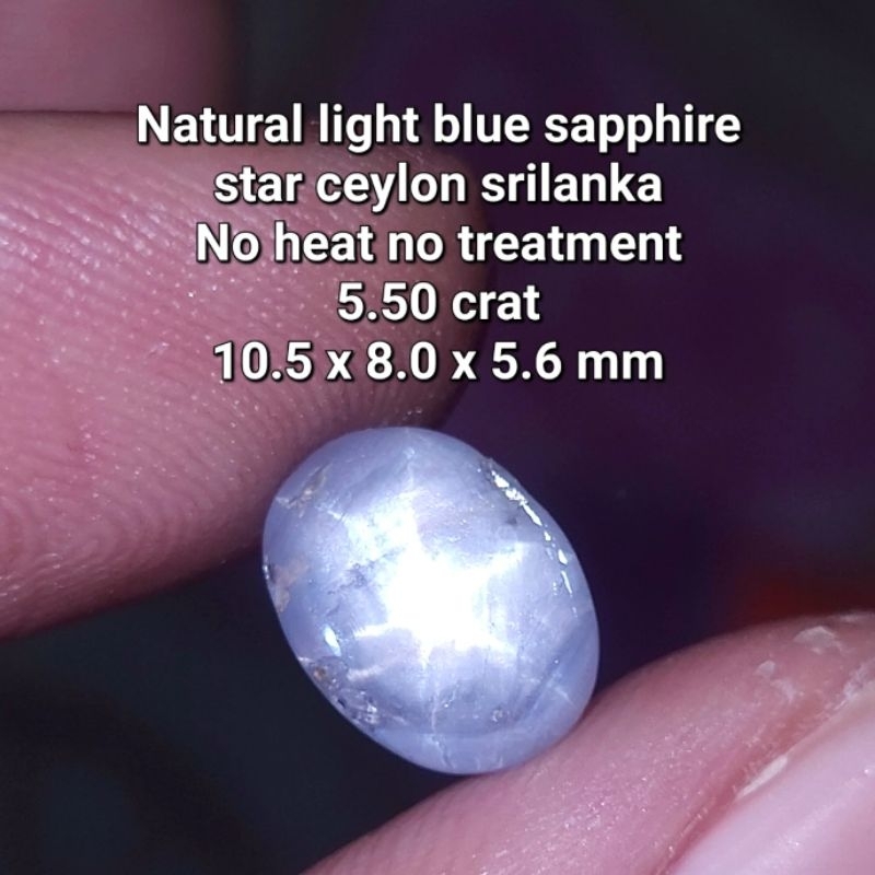 Jual Natural light blue safir ceylon star sapphire srilanka no ...