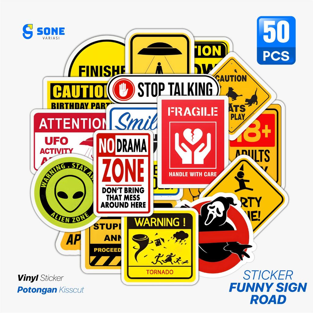 Jual STICKER PACK FUNNY ROAD SIGNS | STICKER TUMBLR LAPTOP KOPER HELM ...