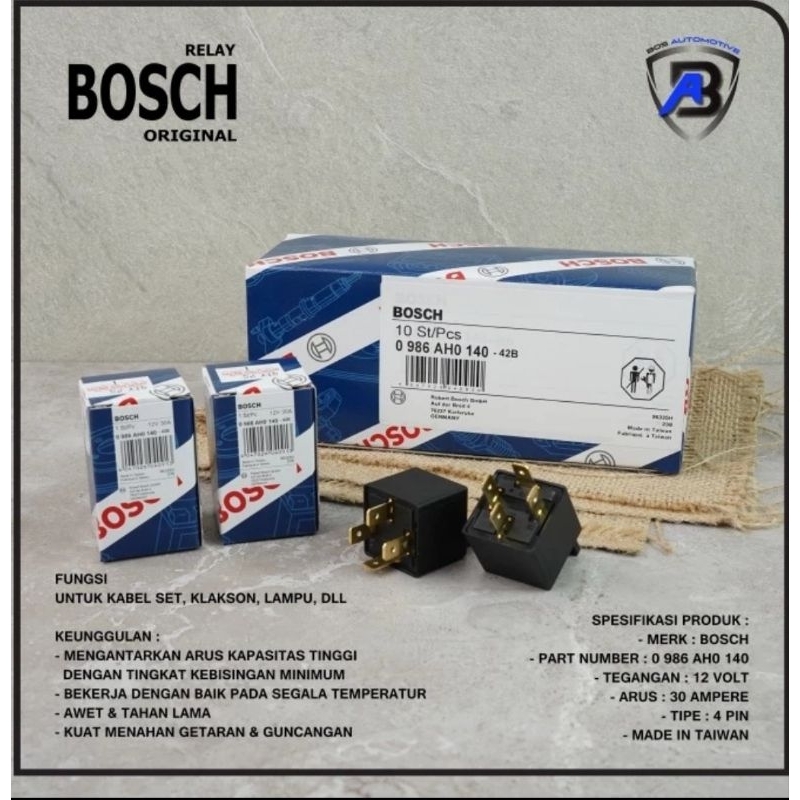 Jual RELAY BOSCH ORIGINAL KAKI 4 PIN 12V 30 AMPERE MOBIL & MOTOR ...