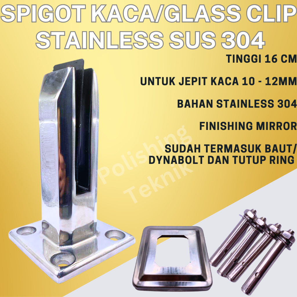 Jual SPIGOT KACA/GLASS CLIP STAINLESS SUS 304 | Shopee Indonesia