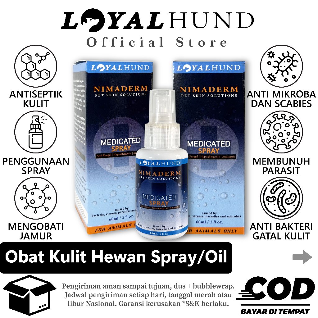 Jual Obat Kulit Jamur Kucing Anjing Scabies Gatal Nimaderm Medicated ...
