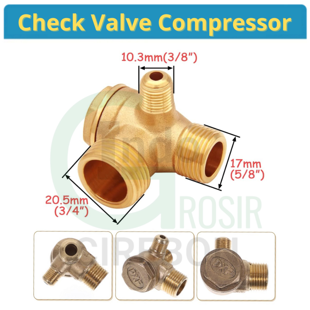 Jual H&L Drat LUAR Check Valve Compresor Nepel 3 Way Neple Kompresor ...