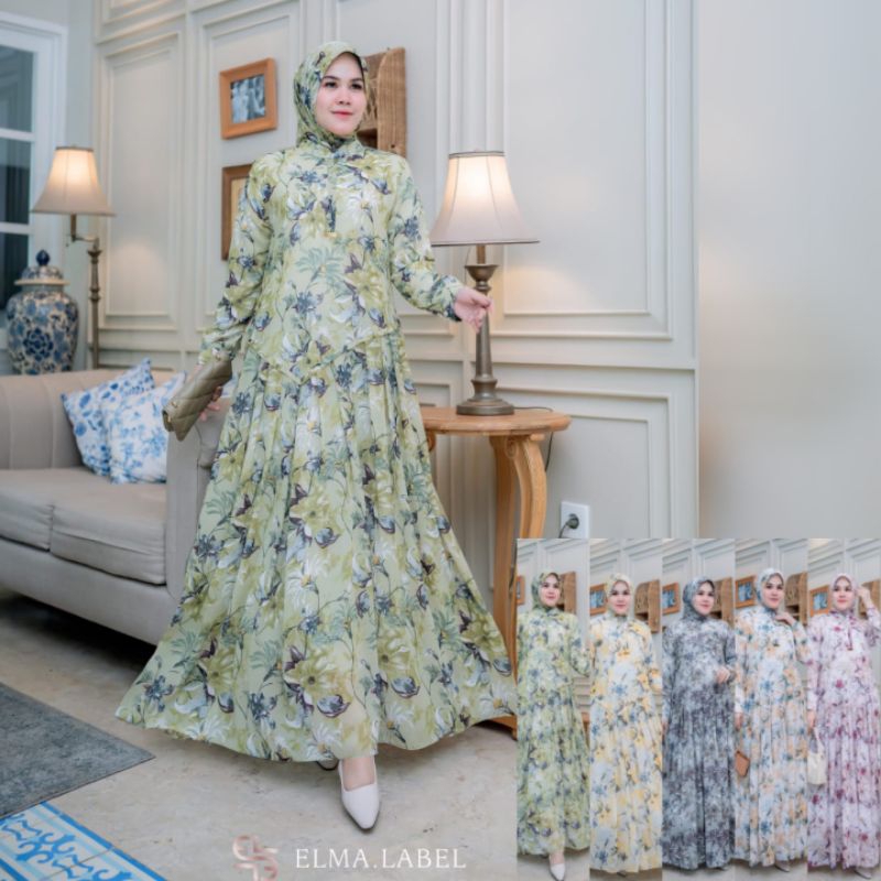 Jual (9) ELMA LABEL MARINA Baju Dress Gamis Set Hijab Wanita Muslimah ...