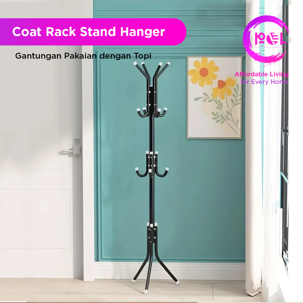 Jual [POL] COD Coat Rack Stand Hanger Gantungan | Rak Gantungan Baju ...