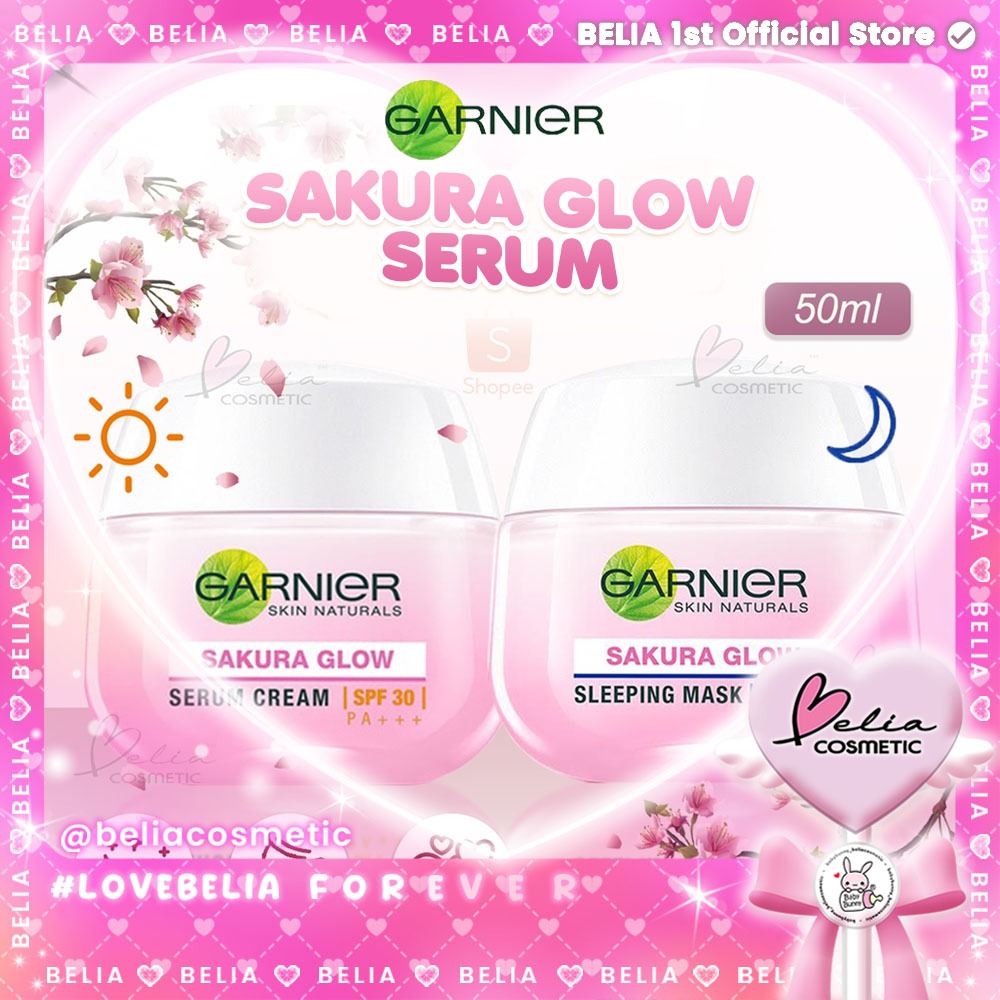 Jual BELIA GARNIER Sakura White Sakura Glow Whitening Serum Cream Day ...