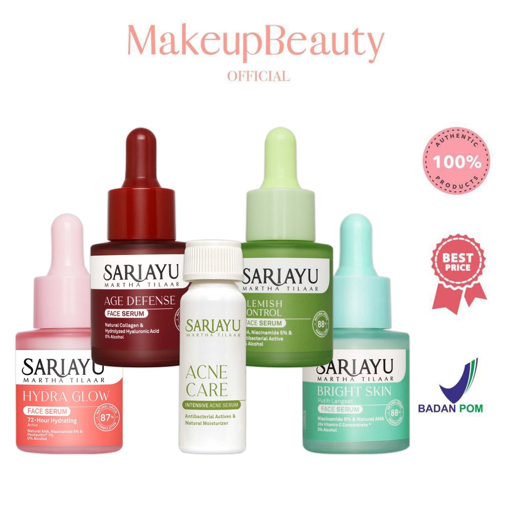 Jual SARIAYU Face Serum Series 12ml / 20ml | Acne Serum | Bright Skin Putih Langsat | Hydra Glow ...