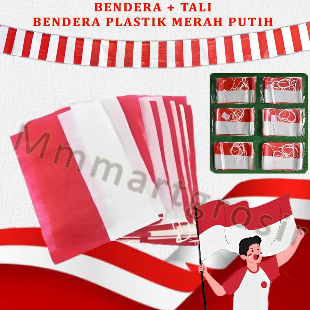 Jual Bendera + Tali / Bendera Plasti Merah Putih / Bendera RI / 20 ...