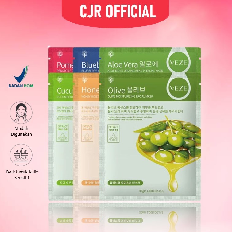Jual BPOM VEZE Sheet Mask Masker Wajah Blueberry Aloe Vera Pomegranate ...