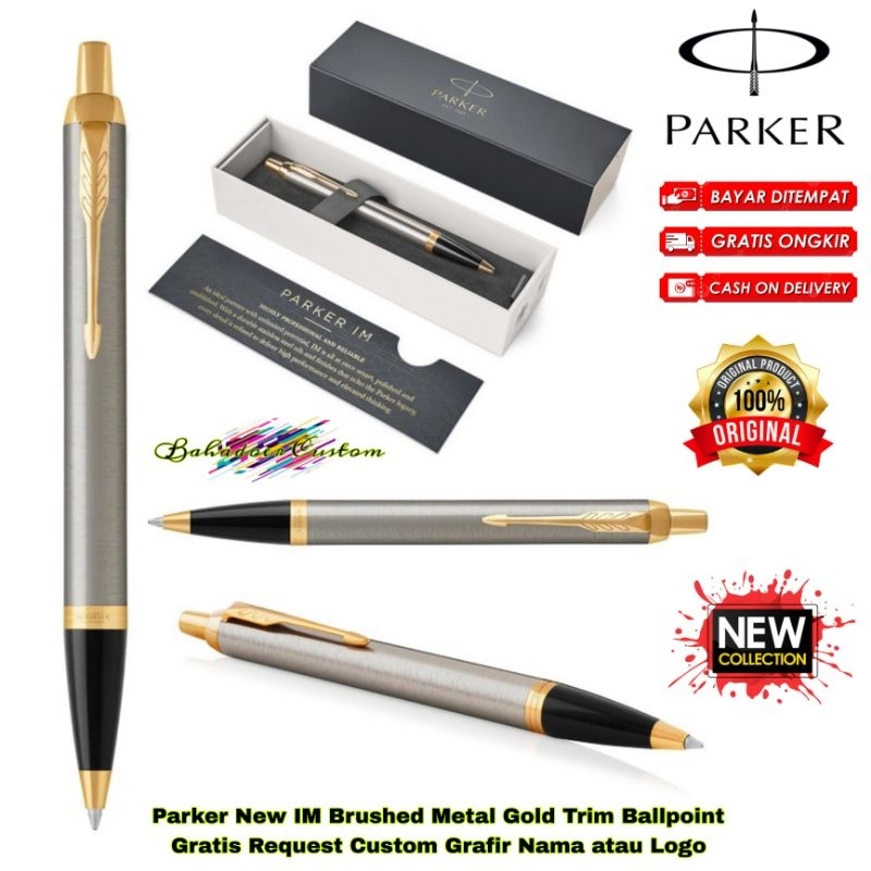 Jual PULPEN PARKER ORIGINAL NEW IM BRUSHED METAL DESIGN GOLD CHROME ...