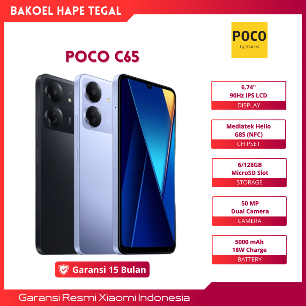 Jual Xiaomi Poco C65 NFC 6+6/128GB Garansi Resmi Helio G85 Gaming 90Hz ...