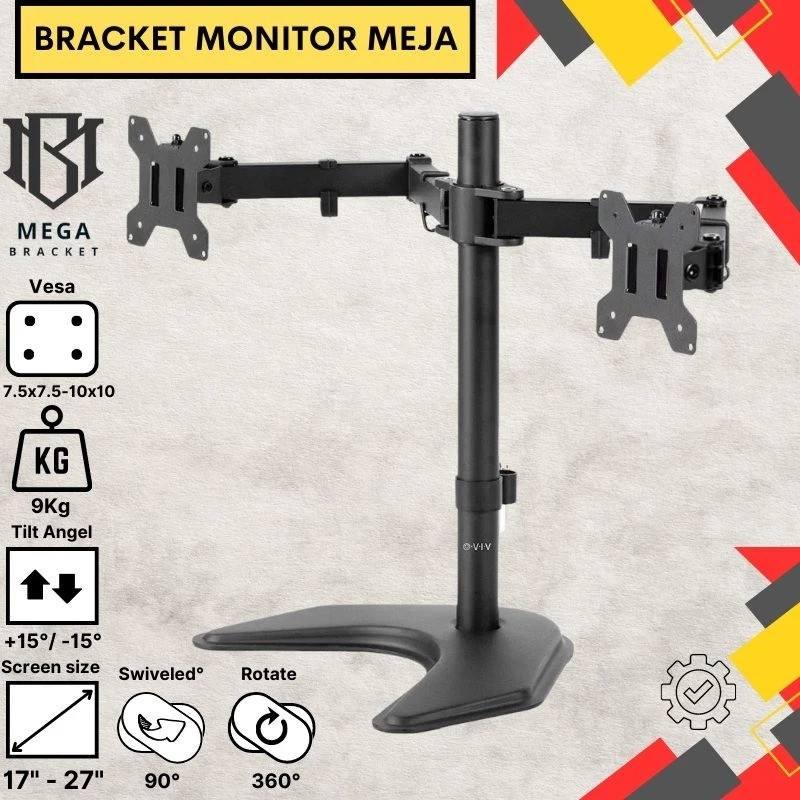 Jual Bracket Braket Dual Monitor Meja 17 19 20 22 24 27 Inch Oximus ...