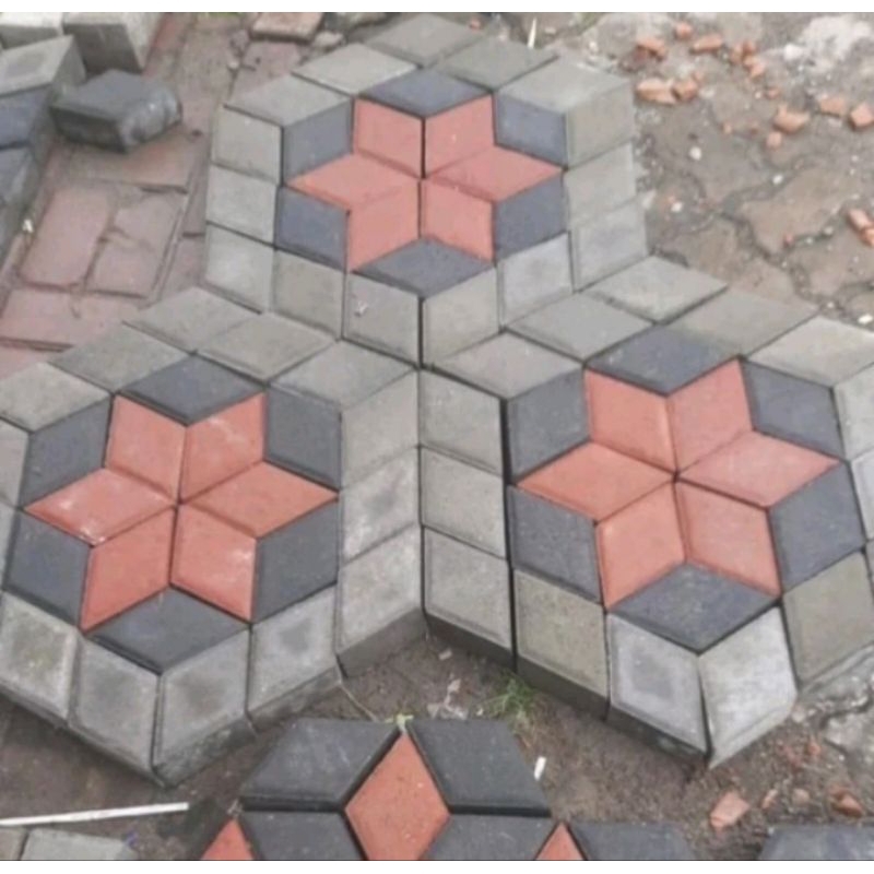 Jual Paving Block 3dimensi 20cmx10cm T 6-8cm Press Kualitas K250 merah ...