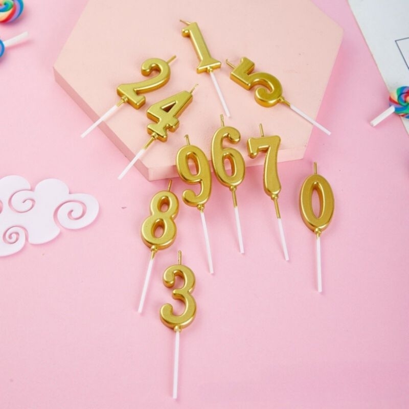 Jual LILIN WARNA EMAS ANGKA 0 - 9 ULANG TAHUN GOLD NUMBER CANDLE ...