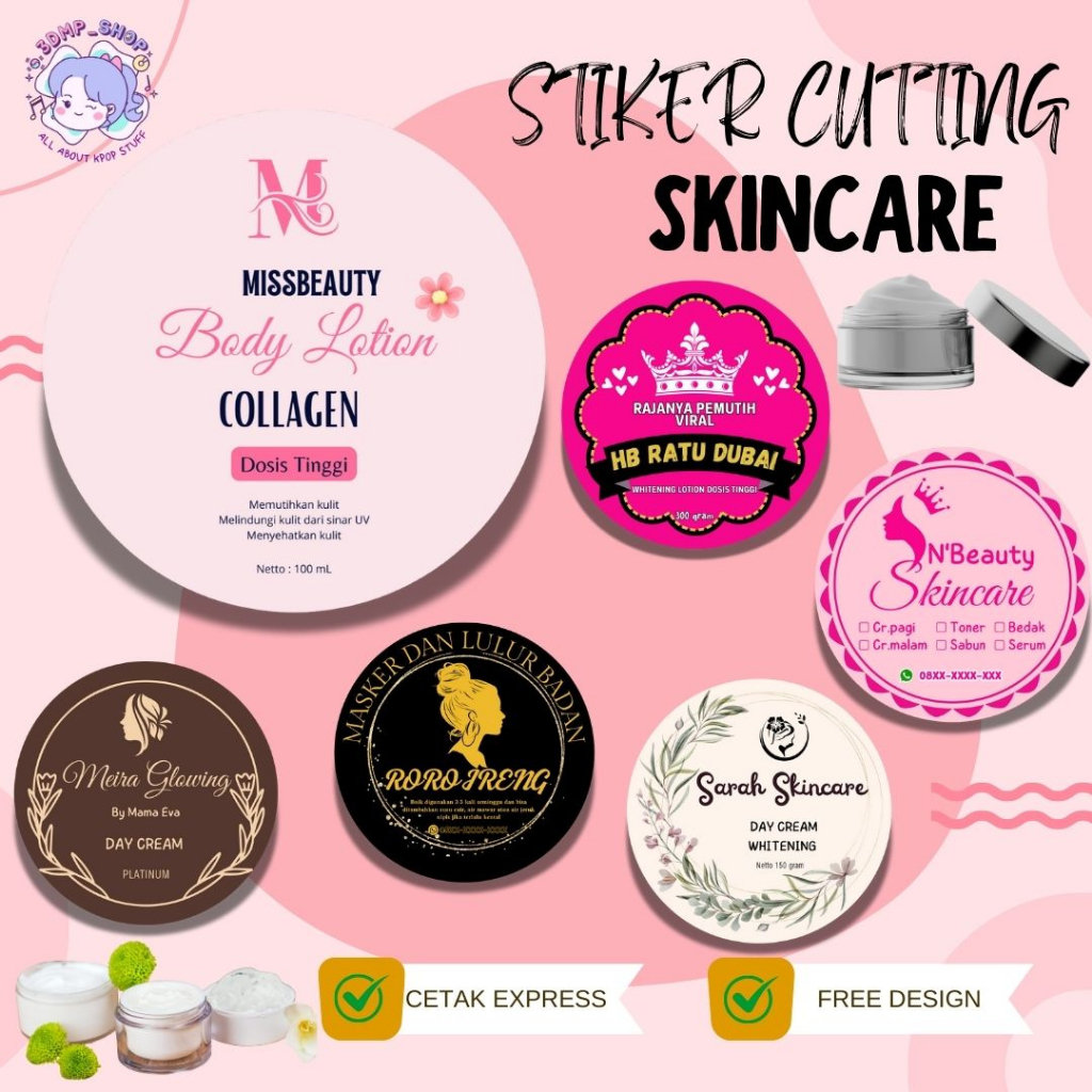 Jual Stiker A3 Cutting Bontax Chromo Label SkinCare Kosmetik body ...