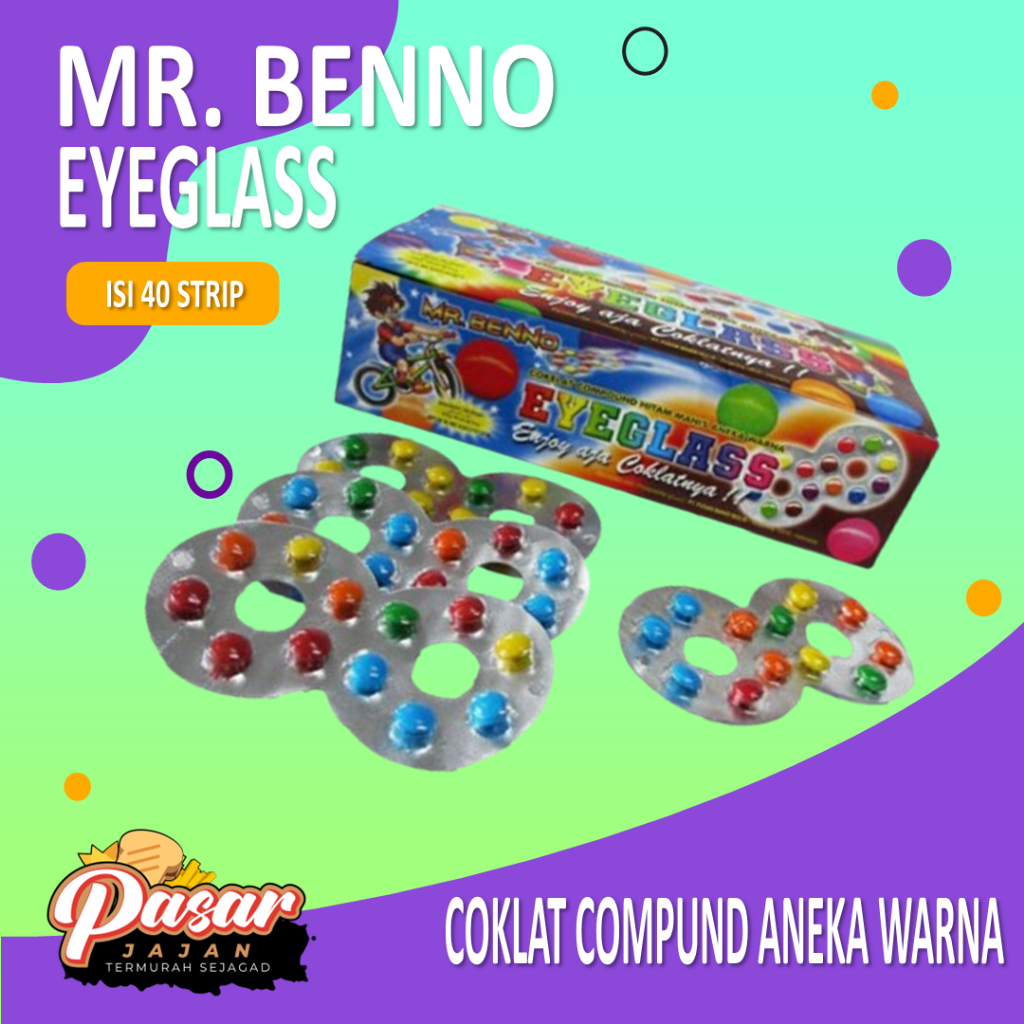 Jual Permen Lapis Coklat Aneka Warna Mr. Benno Eyeglass ( 40 strip ...