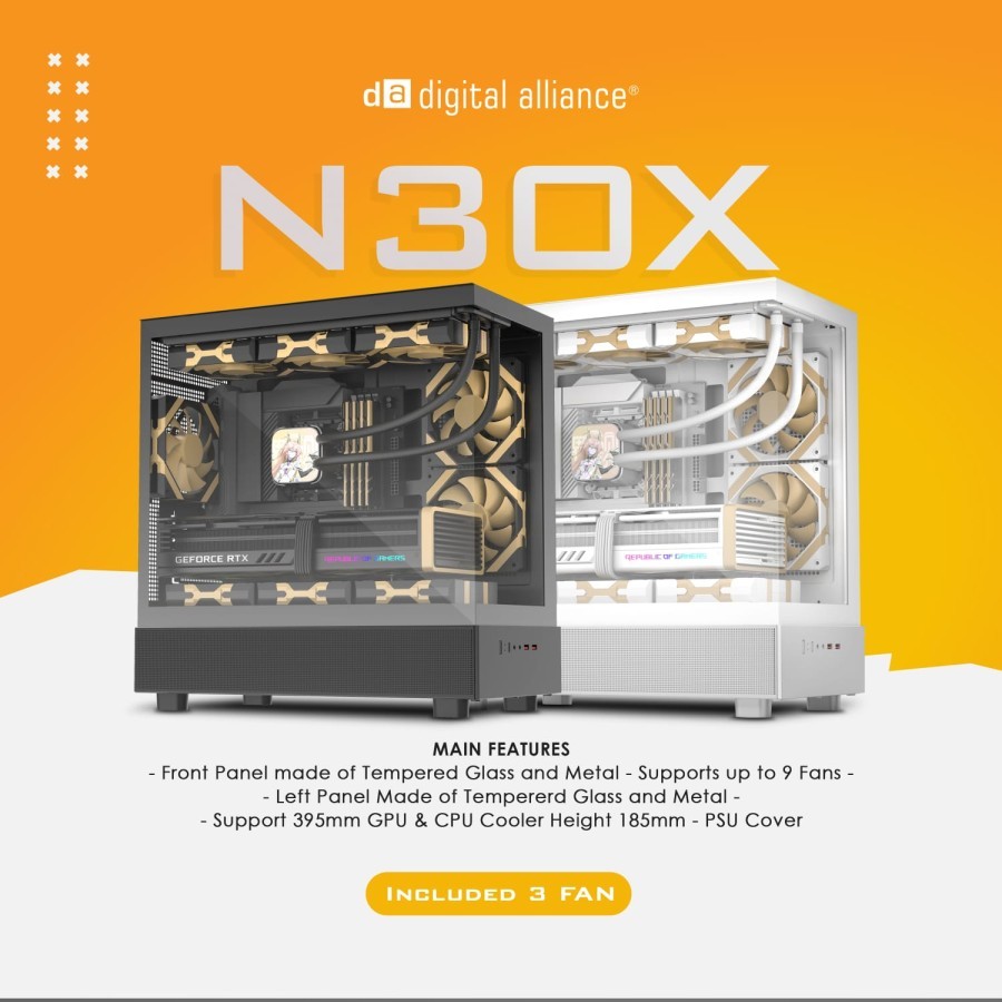 Jual Digital Alliance N30X Tempered Glass Include 3 Fan - M-ATX Gaming ...