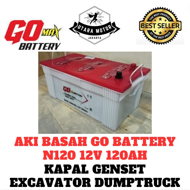 Jual GO BATTERY Aki Basah N120 12V 120Ah Kapal Genset Excavator Dump Truck | Shopee Indonesia